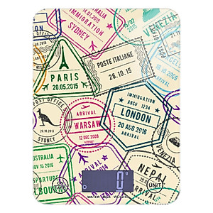 Travel Stamps Visa Food Scale Waterproof Digital Kitchen Scales Weight Ounces and Grams with Easy to Clean for Weight Loss, Baking, Cooking
