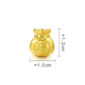 CHOW SANG SANG 999 24K Solid Gold Blessing Bracelet, Fortune Bag Charm Red Bracelet for Women 89197C