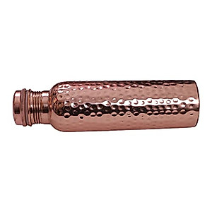 Copper Water Bottle with Lid 34 Oz - Ayurvedic Copper Drinking Vessel, Drink More Water Bottle, Solid Copper Handcrafted Hammered Bottle 1000 ml for Home, Office, Hotel, Yoga and Gifting (1 Litre)