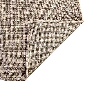 Unique Loom Collection Casual Transitional Solid Heathered Indoor/Outdoor Flatweave Area Rug, Rectangular 4' 0" x 6' 0", Beige