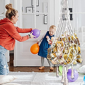 Stuffed Animal Storage Hammock Net, Strong Stuffed Toy Ceiling and Walls Hanging Net, Large Corner Mesh Bag Toys Organizer with Hanging Hook for Plush Toy Display Kids Playroom Home Decor (White)