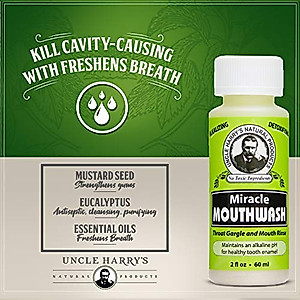 Uncle Harry's Natural Alkalizing Miracle Mouthwash | Adult & Kids Mouthwash for Bad Breath | pH Balanced Oral Care Mouth Wash & Mouth Rinse (2 fl oz)