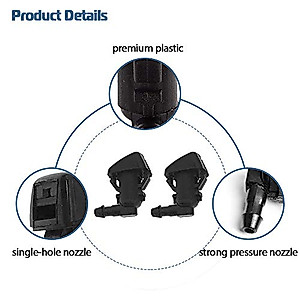 Front Windshield Washer Nozzles kit Replaces 55157319AA, 4806312AA Compatible with 08-12 Liberty, 06-10 Commander, 07-11 Dodge Nitro Spray Jet Kit 2 PCS