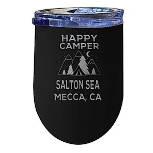 Salton Sea Mecca, Ca Souvenir 12 oz Black Laser Etched Insulated Wine Stainless Steel Tumbler