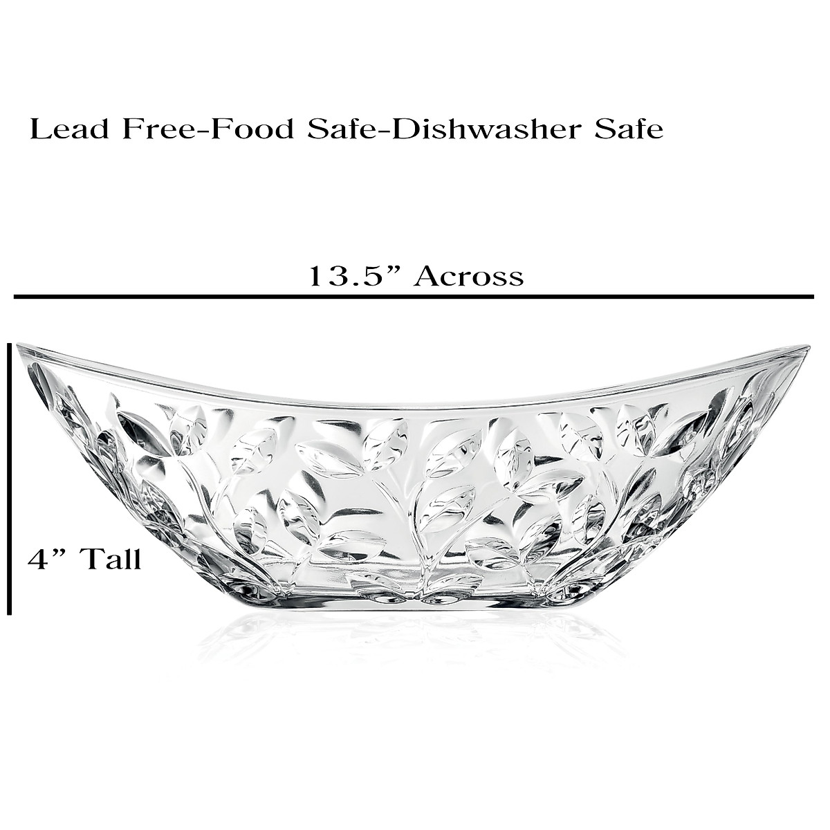 Lorren Home Trends Laurus 13.5" Crystal Oval Bowl