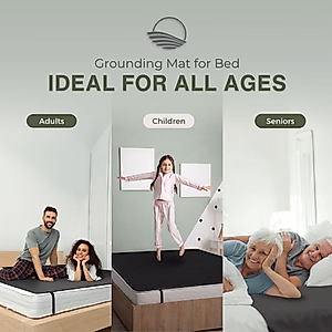 ELECTRAWAVE Grounding Mattress Cover Pad, Queen Size Earth Connected Conductive Carbon Leatherette Grounding Sheets for Better Sleep, Relieve Pain, Reduce Inflamation