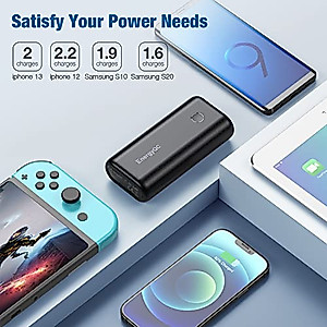 EnergyQC Portable Charger, 10000mAh Portable Phone Charger External Battery Pack Compatible with iPhone 13/12/11/X Samsung S10 Google LG iPad and More-Black