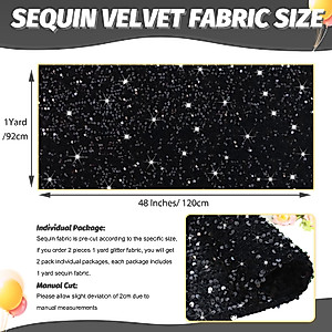 FOTSHARER Black Sequin Fabric by The Yard 1 Yard Velvet Fabric for Sewing Flip Sequins Material Sparkle Sequence Fabric Stretch Glitter Material for Wedding Dress Banquet Thick Quilting Mesh Fabric