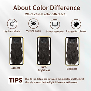Flvaco Clip in Hair Extensions for Women - 20 Inch Long Wavy Brown Extensions, 6PCS Dark Brown Hairpieces that Blend Naturally with Your Real Hair (20 Inch, Dark Brown)