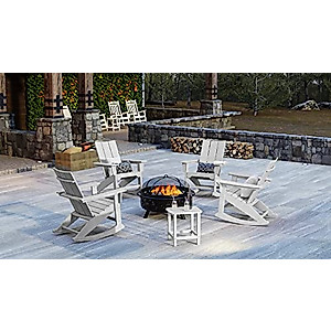 RESINTEAK Modern Adirondack Rocking Chair, All Weather Resistant, Ergonomic Design and Comfort, 20 Inch Wide Seat, up to 350 lb Big and Tall Porch Rockers for Backyards, Firepit, Deck (White)