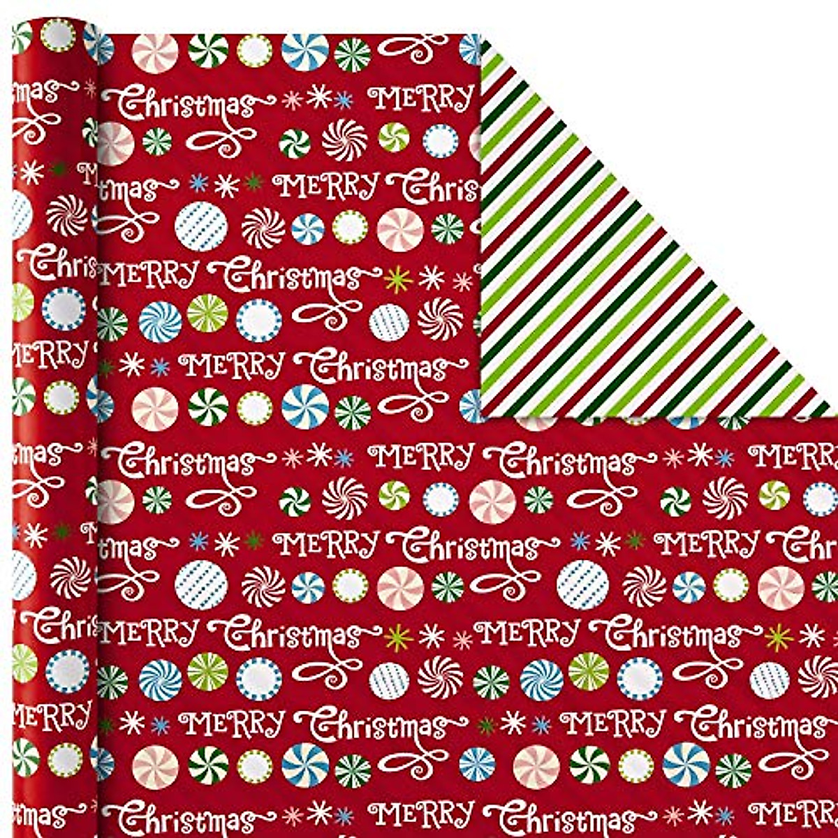 Hallmark Reversible Quad Pack Wrapping Paper (Santa & Trees, 4 Gift Wrap Rolls)
