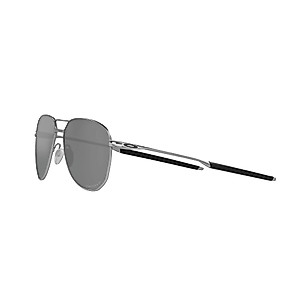 Oakley Men's OO6050 Contrail TI Aviator Sunglasses, Satin Chrome/Prizm Black Polarized, 57 mm