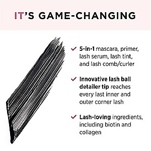 IT Cosmetics Hello Lashes 5-in-1, Black - Volumizing Mascara, Lash Primer, Lash Serum, Lash Tint & Lash Curler - With Collagen, Biotin & Peptides - 0.33 fl oz (1 Count)