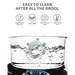 3 Packs Baby Teething Toy Silicone Bear Teething Mitten for Babies Over 3 Months Anti Dropping Wrist Hand Teethers Baby Chew Toys for Sucking Needs, BPA Free (Olive, Blue, Brown)