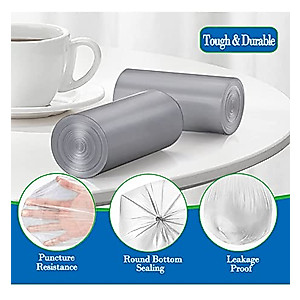2.6 Gallon Grey trash can liners 300 counts,Small trash bags garbage Bags, Extra Strong 1 2 Gal garbage Bags, Fit 4.5-6 liters trash Bin, bathroom trash can liners for Home Office bedroom(Grey 300)