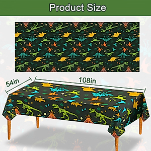 3Pieces Dinosaur Plastic Party Tablecloth,Dinosaur Birthday Table Cover Decorations Disposable Dino Table Cloths Dinosaur Table Cover for Kids Boy Birthday Party Supplies, 54 x 108 Inch (Green)