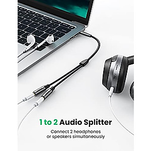 UGREEN Headphone Splitter 3.5mm Aux Splitter 2 Female to 1 Male Audio Y Splitter Stereo Dual Headphone Adapter Compatible with MacBook iPad PC Tablet Laptop TV Phone PS4 Speaker