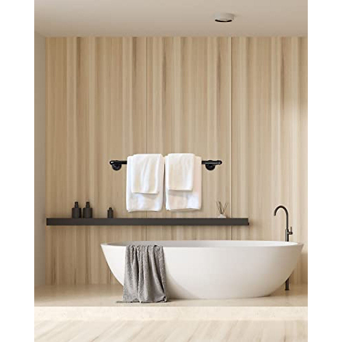 AOKLIT 2 Pack Clothes Rack 36.2 Inch Industrial Pipe Wall Mounted Closet Rod, Space-Saving Clothing Rack, Heavy Duty Detachable Garment Rack, Multi-Purpose Closet Rods For Hanging Clothes 2 Base