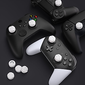 PlayVital Thumbs Cushion Caps Thumb Grips for ps5/4, Thumbstick Grip Cover for Xbox Series X/S, Thumb Grip Caps for Xbox One, Elite Series 2, for Switch Pro Controller - Raindrop Texture Design White