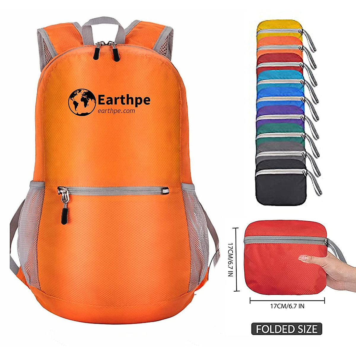 MICROSEVEN Ultra Lightweight Hiking Backpack - Water Resistant Small Backpack Packable Daypack for Women Men (Orange)