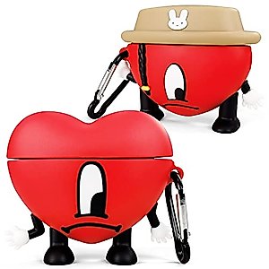 2Pack Cute Airpods Pro 2nd Generation Case Cover, Funny Kawaii Silicone Airpods Pro 2 Case Cute, 3D Bad Bunny Aesthetic Cool Case for AirPods Pro 2 with Keychain for Men Women