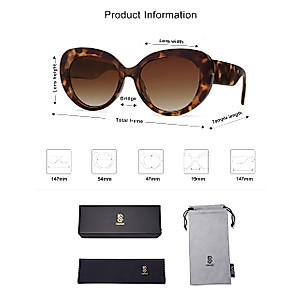 SOJOS Retro Cat Eye Polarized Sunglasses Womens Vintage Shades Trendy Designer Sun Glasses UV Protection SJ2261 with Tortoise/Brown Lens