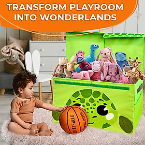 QUOKKA Toy Storage Box Unicorn, Toy Storage Box Turtle & Toy Storage Box Dino Playroom Organizers