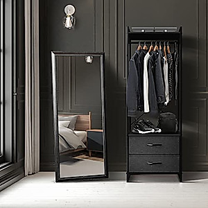 Sorbus Clothing Rack with Drawers - Clothes Stand Dresser - Wood Top, Steel Frame, & Fabric Drawers - Tall Closet Storage Organizer - Garment Rack for Hanging Shirts, Dresses, & Jackets