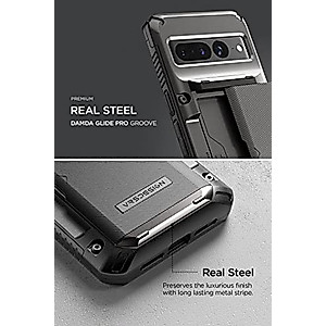 VRS DESIGN Damda Glide Pro Phone Case for Pixel 7 Pro, Sturdy Semi Auto Wallet [4 Cards] Case Compatible for Pixel 7 Pro Case (2022) (Groove Metal Black)