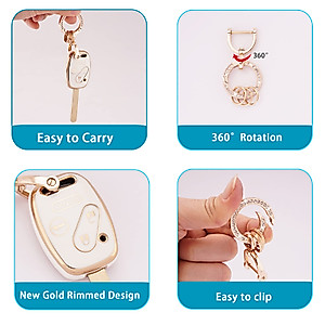 EKALA for Honda Key Fob Cover Soft TPU Full Protection Smart Key Case Shell with Bling Keychain Fit for Honda Accord Civic CR-V Pilot Element 4 Buttons Remote Smart Key Fob Holder (R-Hod-4R-W)