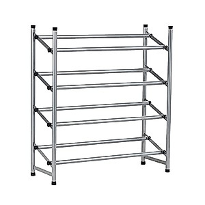 The Lakeside Collection Expandable 4-Tier Shoe Rack with Rubber Feet for Indoors - Silver