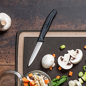 Victorinox 3.25 Inch Swiss Classic Paring Knife with Straight Edge, Spear Point, Black, 3.25"