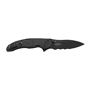 CRKT Linchpin EDC Folding Pocket Knife: Heavy Duty Everyday Carry, Black Blade with Veff Serrations, Flipper, Deadbolt Lock, Ball Bearing Pivot, GRN Handle, Pocket Clip 5406K