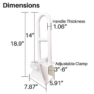 Bathtub Safety Rail Adjustable Shower Grab Bar - White Medical Bathtub Handle Grab Bars for Bathroom, Safety Handle Rail Heavy Duty for Seniors and Elderly