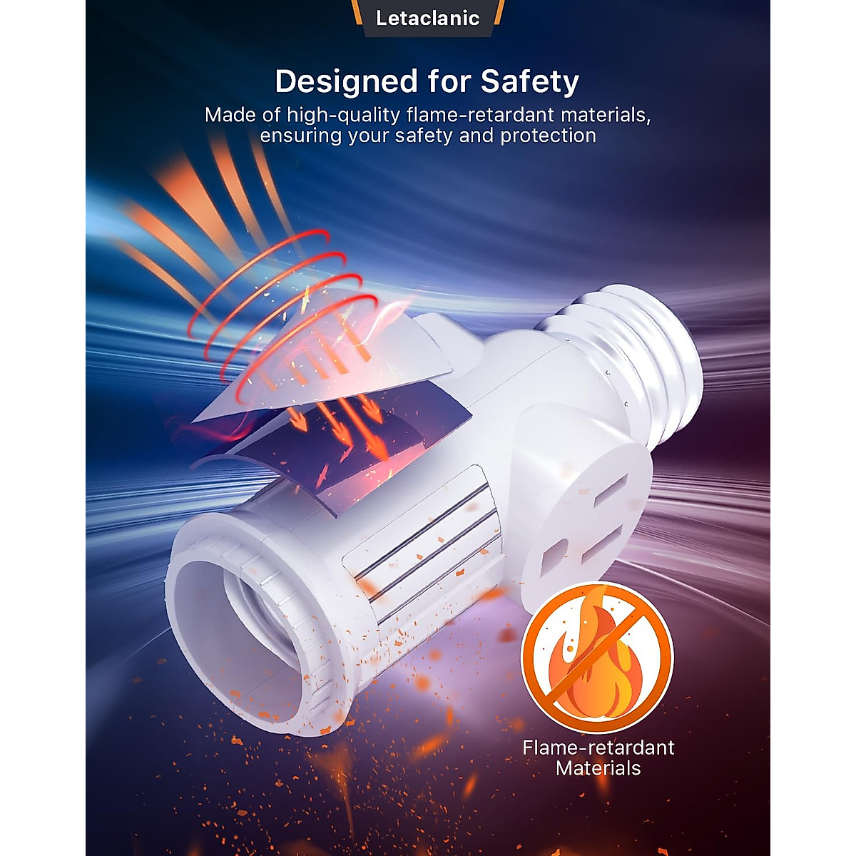 Letaclanic Light Socket to Plug Adapter, 2-Pack Pull Chain 2/3 Prong Light Socket Adapter E26/E27 Light Bulb Outlet Socket Polarized Plug Converter for Garages, Living Rooms, hallways, and More