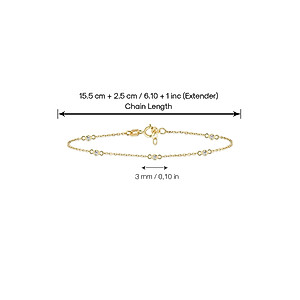 GELIN 14k Solid Gold Diamond Bead Station Adjustable Bracelet for Women