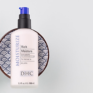 DHC Rich Moisture, Lightweight Facial Moisturizer, Dry Skin, Hydrating, Fragrance and Colorant Free, Ideal for dry dehydrated and sensitive skin, 3.3 fl. oz.