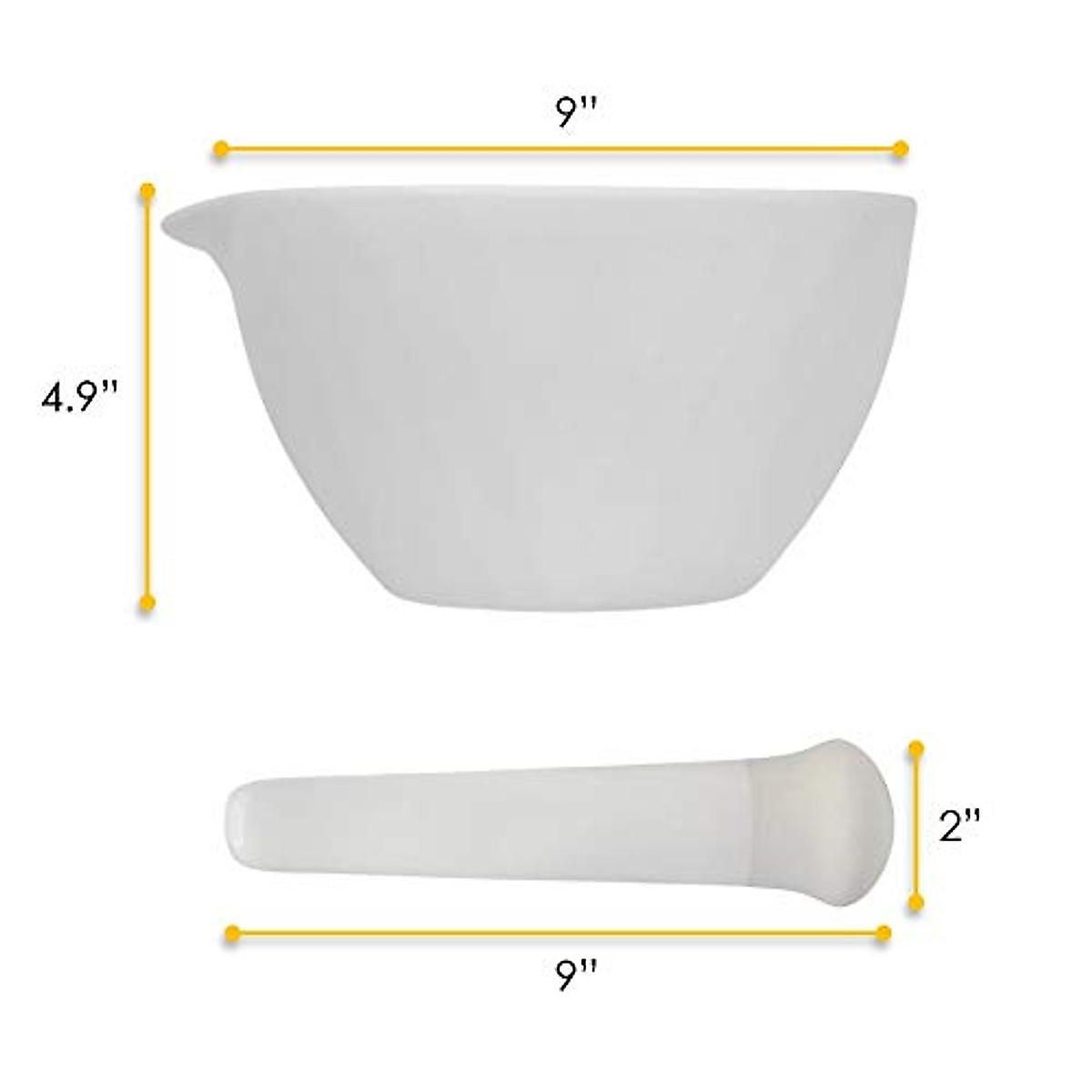EISCO Porcelain Mortar & Pestle Set, 67oz (2000ml) - Unglazed Grinding Surface - Excellent for Kitchen or Laboratory - Grinds Powdered Chemicals, Herbs & Spices - Pill Crusher - White