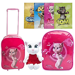 Talking Tom and Friends Ultimate Gift Set - Includes Angela 10 Inch Plush Toy, Stationary Set, Backpack & Roller Case