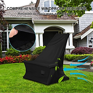 GJMZTQG Heavy Duty Outdoor Wooden Folding Chair Cover, 600D Waterproof UV Resistant Anti-Fading Patio Chair Cover, with Air Vent and Drawstring, Black,30"L x 21.5"W x 31.5"H