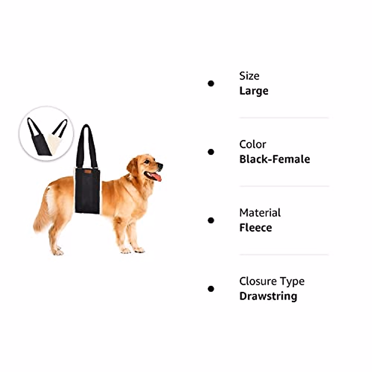 4-120 lbs Dog Lift Harness Adjustable Dog Sling for Large Dogs Lift Support and Rehab Harness for Weak Rear Legs, Soft Hind Leg Support Helps Senior, Injured, Disabled and After ACL Surgery (Large)