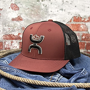 HOOEY Sterling 6-Panel Adjustable Trucker w/Logo (Maroon/Black)