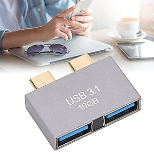 USB C Hub, Mini Type‑C Adapter Type‑C Expansion Dock Adapter for Thunderbolt 3 USB Adapter 10Gbps Aluminum Alloy Type‑C Adapter Data Extender Hub(Type-C Revolution to Type-C