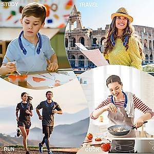 JUTYAST Portable Bladeless Neck Fan, 5000mah Foldable Personal Neck Fans, Rechargeble Hands Free Wearable Fan, Battery Operated Hanging Neckband Fan for Outdoors Women Kids