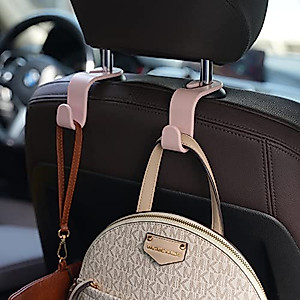 MDPLY Car Seat Headrest Hooks,Universal Auto Seat Hook Hanger Storage Organizer for Key Purse Bags Coats Umbrellas,2 Pack (Deep Pink)