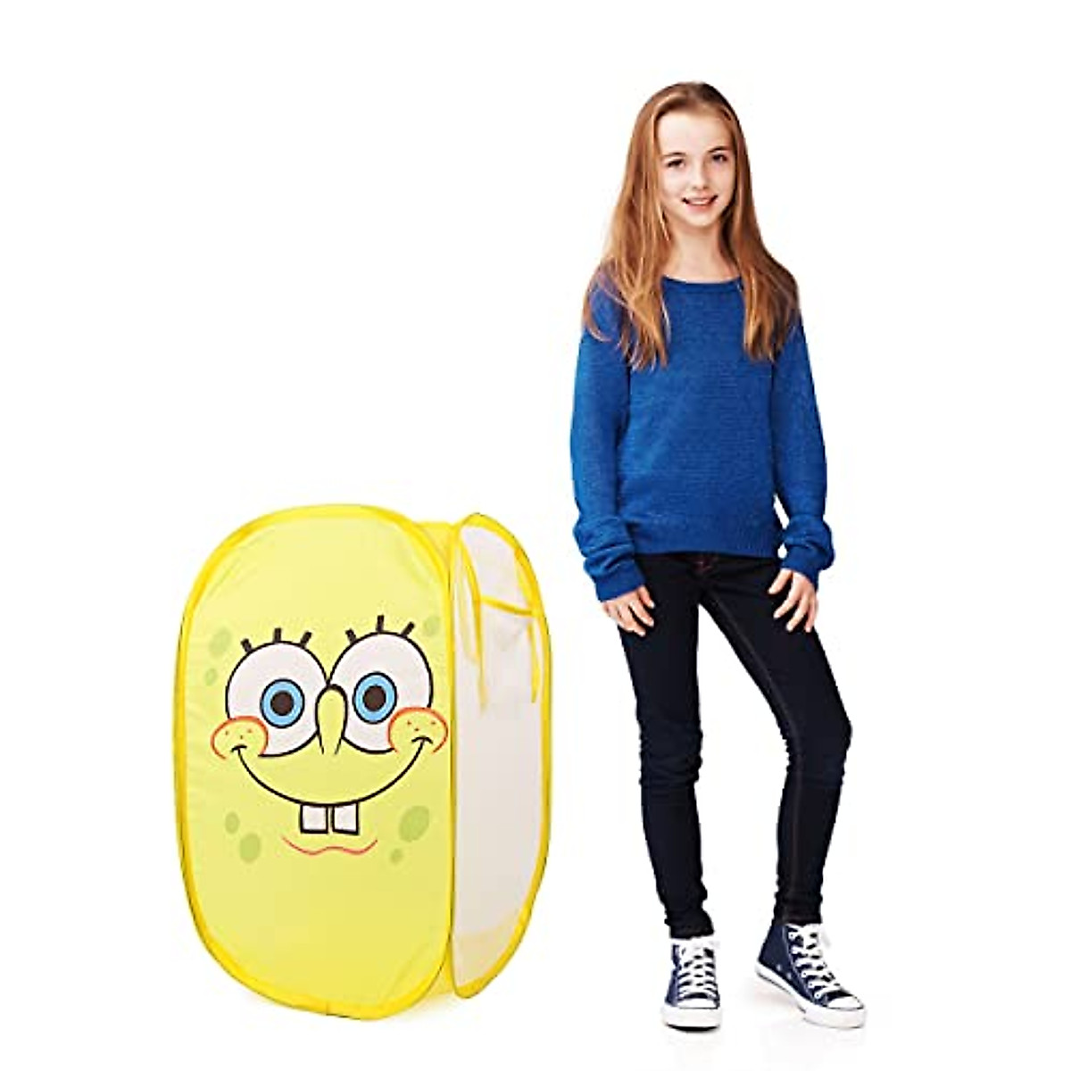 TheAvengers SpongeBob SquarePants Pop Up Hamper with Durable Carry Handles, 21 inch H x 13.5 inches W X 13.5 inches L
