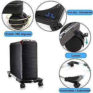 Computer Tower Stand PC Stand with 4 Silent Rolling Casters Mobile CPU Stand,Adjustable Mobile Desktop PC Tower Stand,Suitable for Most Gaming PC Cases On Carpet Floor Computer Stand (1)