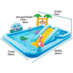 Inflatable Water Play Center Water Pool Slide Activity Center for Outdoor Swimming Pool Inflatable Swimming Pool for 2-6 Years Old
