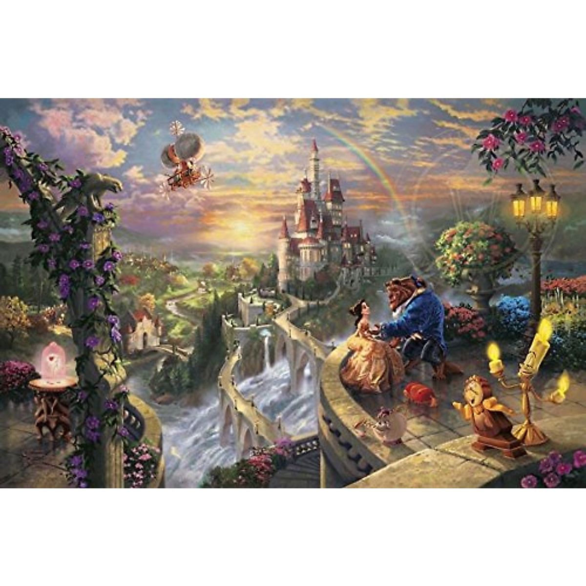 Ceaco - 4 in 1 Multipack - Thomas Kinkade - Disney Dreams Collection - Aladdin, Winnie the Pooh, Beauty & the Beast, & The Little Mermaid - (4) 500 Piece Jigsaw Puzzles