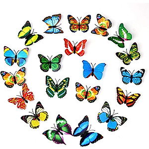 20pcs 3D PVC Butterfly Magnet Wall Decoration with Refrigerator Magnets（Color Random）